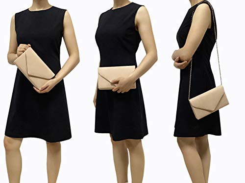 CHARMING TAILOR Faux Suede Clutch Bag Elegant Evening Purse for Wedding/Prom/Black-tie Events (Nude)