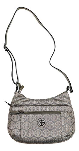 Giani Bernini Signature Circle Logo Dual Compartment Hobo Purse (Silver)