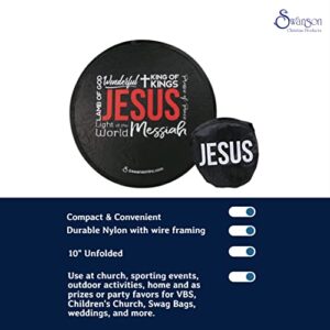 Swanson Christian Products - Parlor and Church Foldable Hand Fan - Modern Style - Names of Jesus - (Package of 6)