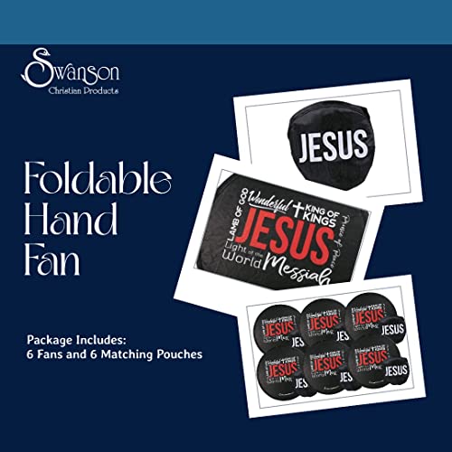 Swanson Christian Products - Parlor and Church Foldable Hand Fan - Modern Style - Names of Jesus - (Package of 6)