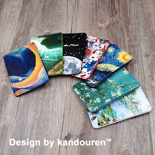 kandouren Slim RFID Blocking Leather Front Pocket Wallet for Women & Girl,Money Clip,Credit Card Holder Case(Green Van Gogh Flower)