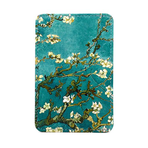 kandouren Slim RFID Blocking Leather Front Pocket Wallet for Women & Girl,Money Clip,Credit Card Holder Case(Green Van Gogh Flower)