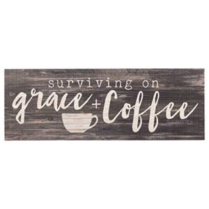 p. graham dunn surviving on grace coffee rustic grey 10 x 3.38 inch wood slat easelback tabletop sign