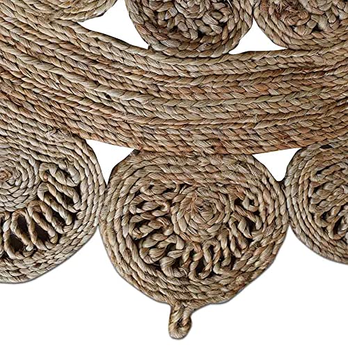 Rugsotic Carpets Hand Woven Jute 6'7''x6'7'' Round Eco-Friendly Area Rug Oriental Beige J00003