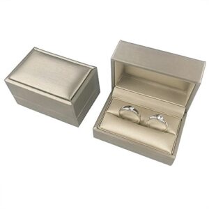 designster gold bearer ring box – premium pu leather double rings box for wedding engagement gift box