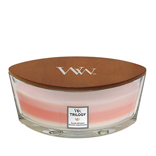 Woodwick Ellipse Trilogy Scented Candle with Crackling Wick - Island Getaway - Up to 50 Hours Burn Time