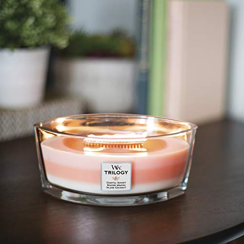 Woodwick Ellipse Trilogy Scented Candle with Crackling Wick - Island Getaway - Up to 50 Hours Burn Time