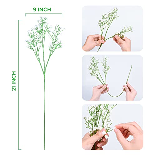 LYLYFAN 12 Pcs Babys Breath Artificial Flowers, Gypsophila Real Touch Flowers for Wedding Party Home Garden Decoration