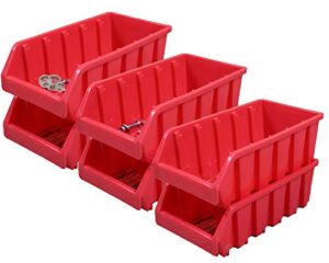 basicwise qi003255r.3 plastic storage stacking bins (set of 6 red)