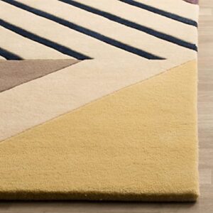 SAFAVIEH Fifth Avenue Collection 5' x 8' Ivory/Multi FTV120A Handmade Mid-Century Modern Abstract Wool Area Rug