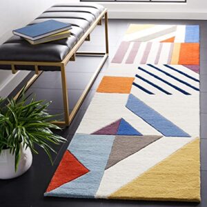 SAFAVIEH Fifth Avenue Collection 5' x 8' Ivory/Multi FTV120A Handmade Mid-Century Modern Abstract Wool Area Rug