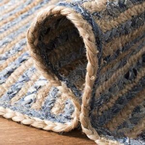 SAFAVIEH Cape Cod Collection 3' x 5' Natural / Blue CAP250A Handmade Flatweave Jute Area Rug