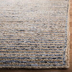 SAFAVIEH Cape Cod Collection 3' x 5' Natural / Blue CAP250A Handmade Flatweave Jute Area Rug