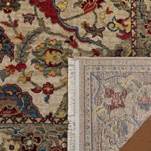 SAFAVIEH Kashan Collection 8' x 10' Ivory / Taupe KSN307A Traditional Oriental Non-Shedding Living Room Bedroom Dining Home Office Area Rug