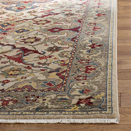 SAFAVIEH Kashan Collection 8' x 10' Ivory / Taupe KSN307A Traditional Oriental Non-Shedding Living Room Bedroom Dining Home Office Area Rug