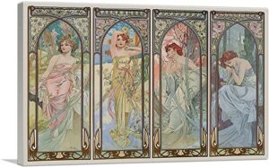 artcanvas times of the day canvas art print by alphonse mucha – 40″ x 26″ (0.75″ deep)