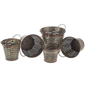 galvanized metal olive buckets with handles, set of 5