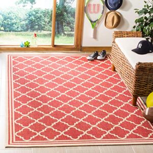 safavieh linden collection 8′ x 10′ red/cream lnd121q trellis indoor/ outdoor non-shedding easy-cleaning patio backyard porch deck mudroom area rug