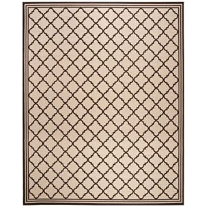 SAFAVIEH Linden Collection 8' x 10' Red/Cream LND121Q Trellis Indoor/ Outdoor Non-Shedding Easy-Cleaning Patio Backyard Porch Deck Mudroom Area Rug