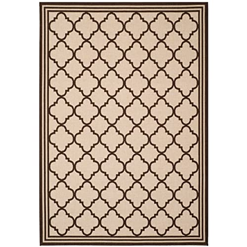 SAFAVIEH Linden Collection 8' x 10' Red/Cream LND121Q Trellis Indoor/ Outdoor Non-Shedding Easy-Cleaning Patio Backyard Porch Deck Mudroom Area Rug