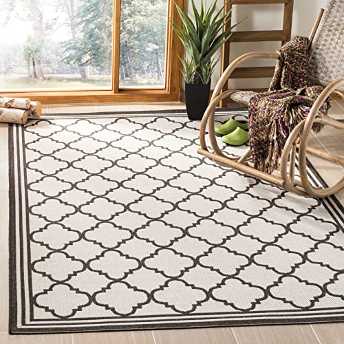 SAFAVIEH Linden Collection 8' x 10' Red/Cream LND121Q Trellis Indoor/ Outdoor Non-Shedding Easy-Cleaning Patio Backyard Porch Deck Mudroom Area Rug