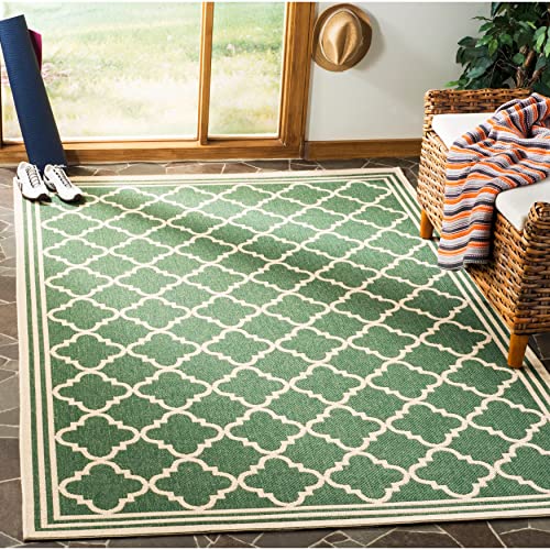 SAFAVIEH Linden Collection 8' x 10' Red/Cream LND121Q Trellis Indoor/ Outdoor Non-Shedding Easy-Cleaning Patio Backyard Porch Deck Mudroom Area Rug