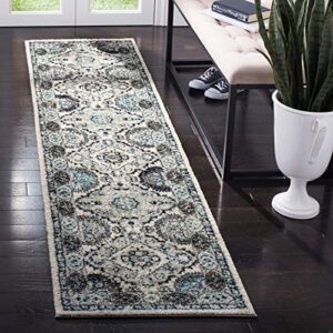 SAFAVIEH Madison Collection 4' x 6' Light Grey/Fuchsia MAD925R Oriental Boho Chic Distressed Non-Shedding Living Room Bedroom Accent Rug