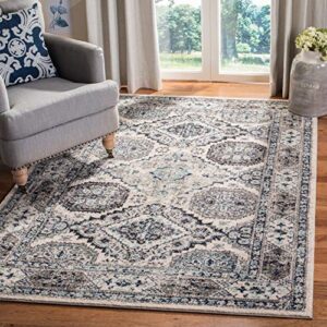 SAFAVIEH Madison Collection 4' x 6' Light Grey/Fuchsia MAD925R Oriental Boho Chic Distressed Non-Shedding Living Room Bedroom Accent Rug