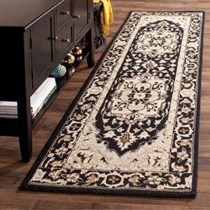 SAFAVIEH Chelsea Collection 3'9" x 5'9" Black / Natural HK709F Hand-Hooked French Country Wool Area Rug