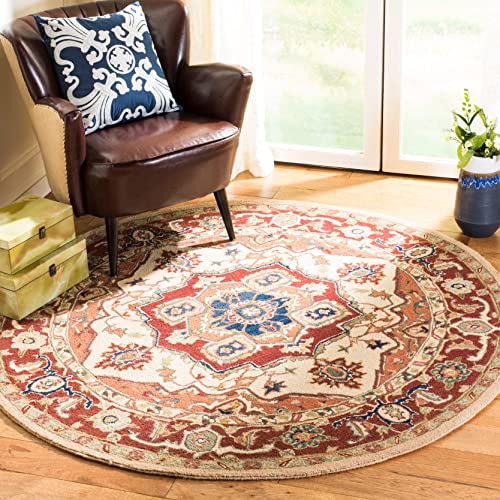 SAFAVIEH Chelsea Collection 3'9" x 5'9" Black / Natural HK709F Hand-Hooked French Country Wool Area Rug