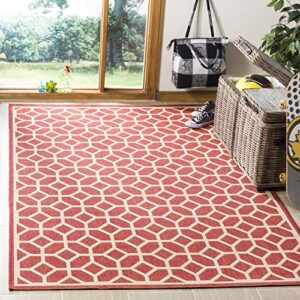 safavieh linden collection 8′ x 10′ red/cream lnd127q geometric indoor/ outdoor non-shedding easy scrubbing patio backyard porch deck mudroom area-rug