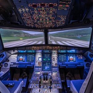 Large Commercial Airplane Pilot Cockpit Runway Photo Cool Wall Decor Art Print Poster 36x24