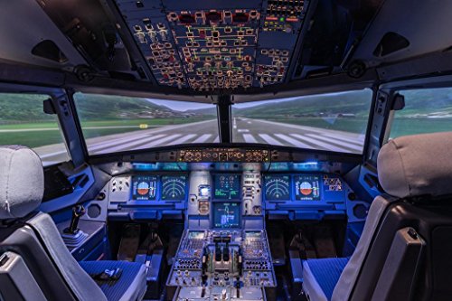 Large Commercial Airplane Pilot Cockpit Runway Photo Cool Wall Decor Art Print Poster 36x24