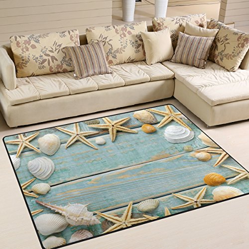 Cooper Girl Tropical Beach Seashell Area Rug Mat Carpet 6'8"x4'10" for Living Room Bedroom Dining Room