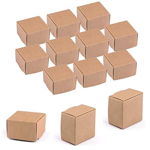 Sdootjewelry Small Gift Boxes 100 Pack, Kraft Gift Boxes Bulk 1.57’’ × 1.57’’ × 0.98’’, Ring Boxes Bulk, Small Cardboard Boxes for Jewelry Packaging, Brown