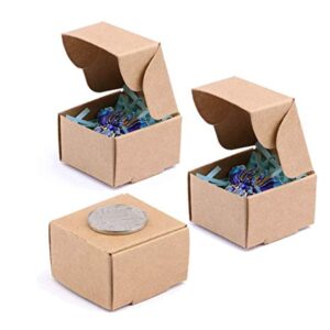 Sdootjewelry Small Gift Boxes 100 Pack, Kraft Gift Boxes Bulk 1.57’’ × 1.57’’ × 0.98’’, Ring Boxes Bulk, Small Cardboard Boxes for Jewelry Packaging, Brown