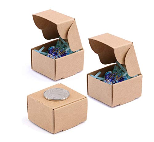 Sdootjewelry Small Gift Boxes 100 Pack, Kraft Gift Boxes Bulk 1.57’’ × 1.57’’ × 0.98’’, Ring Boxes Bulk, Small Cardboard Boxes for Jewelry Packaging, Brown