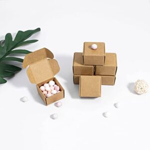 Sdootjewelry Small Gift Boxes 100 Pack, Kraft Gift Boxes Bulk 1.57’’ × 1.57’’ × 0.98’’, Ring Boxes Bulk, Small Cardboard Boxes for Jewelry Packaging, Brown