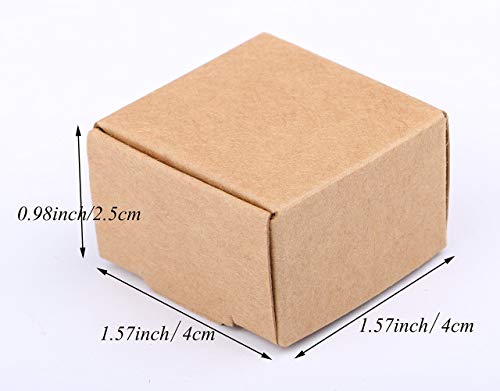 Sdootjewelry Small Gift Boxes 100 Pack, Kraft Gift Boxes Bulk 1.57’’ × 1.57’’ × 0.98’’, Ring Boxes Bulk, Small Cardboard Boxes for Jewelry Packaging, Brown