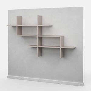 Ada Home Décor Warren Wall Shelf, 59'' x 32.5'' x 8.5'', Light Mocha