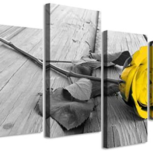 Bedroom Wall Decor - Yellow Room Decor Rose Flowers Canvas Wall Art Yellow Decorations for Living Room Modern Artwork Black and White Kitchen Decor Pictures Above Bed Stretched and Framed Ready to Hang