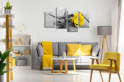 Bedroom Wall Decor - Yellow Room Decor Rose Flowers Canvas Wall Art Yellow Decorations for Living Room Modern Artwork Black and White Kitchen Decor Pictures Above Bed Stretched and Framed Ready to Hang