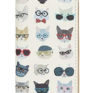 Ecohaso Women Zip Around Organizer Wallet PU Clutch Long Purse Cartoon Printed Wallet (Cats)