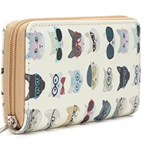 Ecohaso Women Zip Around Organizer Wallet PU Clutch Long Purse Cartoon Printed Wallet (Cats)