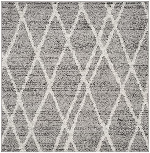 SAFAVIEH Adirondack Collection 4' Square Ivory / Silver ADR128B Modern Moroccan Non-Shedding Living Room Bedroom Accent Rug