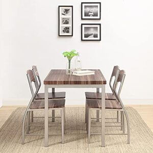 Abington Lane 5-Piece Dining Table Set w/Four (4) Chairs - Modern and Sleek Dinette for The Contemporary Home - (Cedarwood Finish)