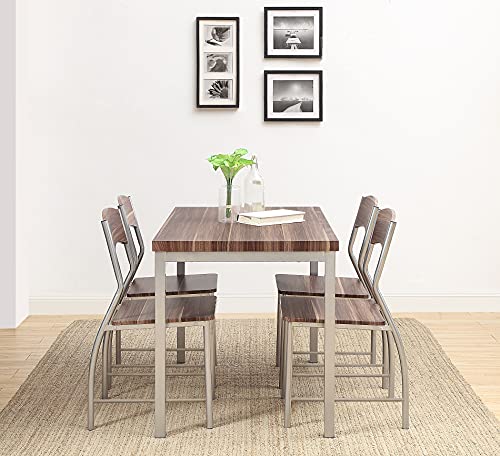 Abington Lane 5-Piece Dining Table Set w/Four (4) Chairs - Modern and Sleek Dinette for The Contemporary Home - (Cedarwood Finish)