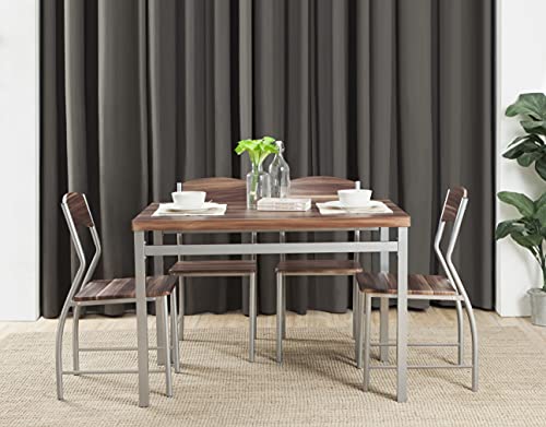 Abington Lane 5-Piece Dining Table Set w/Four (4) Chairs - Modern and Sleek Dinette for The Contemporary Home - (Cedarwood Finish)