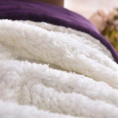 NANPIPER Sherpa Blanket, Super Soft Fuzzy Flannel Fleece/Wool Like Reversible Velvet Plush Couch Blanket, Lightweight Warm Blankets for Winter (Throw Size 50"x60", Purple)