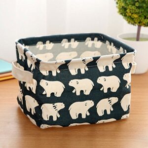 calistous 1pc stationery handicraft storage basket linen desk storage box polar bear